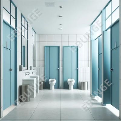 China Fireproof HPL Toilet Partition 304 Stainless Steel Hardware Customizable Commercial Bathroom Cubicle for sale