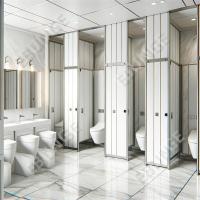 China Floor Mounted HPL Toilet Partition Wall Water Resistant Scratch Proof 304 Stainless Steel Hardware for sale