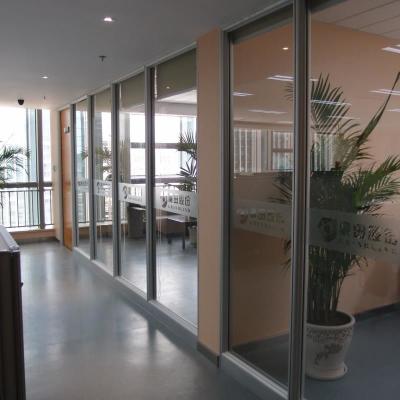 China Soundproof Fireproof Sliding Office Partition Glass Walls With Aluminum Frame for sale