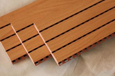 China 16mm MDF Wooden Grooved Acoustic Panel with Fireproof Melamine Surface - 197mm x 2440mm Studio Soundproofing for sale