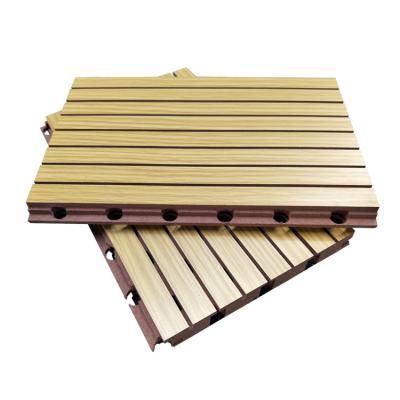 China 3D Grooved Wooden Acoustic Ceiling Tiles 12-18mm Thickness 133x2440mm Soundproof Wall Panels for sale