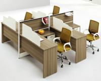 China Modular Office Partition Workstation 1200Wx600Dx1050H E1 MFC Desk with Aluminum Frame Glass Screen for sale