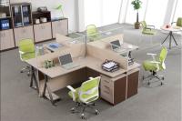 China Custom 4-Person Office Workstation with Storage Cabinet - 2800mm x 2800mm Modular Partitions for sale