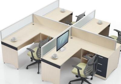 China 4-Person Modular Office Workstation with 2800mm Dimensions | Wood Computer Desks & Cabin Partitions for sale