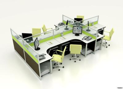 China Modular 6 Seater Office Workstation with 25mm Melamine Desk and Aluminum Partition for sale