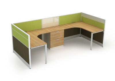 China 42mm Thick Modular Office Workstation 2 Person L Shape Desk with Melamine Finish for sale