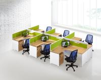 China BUNGE 6 Seater Office Workstation with Side Cabinet W2400xD2800mm Melamine Desk for sale