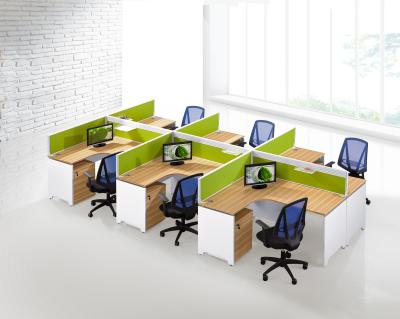 China BUNGE 6 Seater Office Workstation with Side Cabinet W2400xD2800mm Melamine Desk for sale