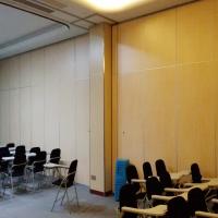 China 65mm Thick Wooden Removable Folding Partition Wall Melamine Surface Top Hung 4000mm Max Height for sale