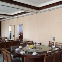 China Convenient Leather MDF Fabric Banquet hall Folding Partition Walls Movable On Wheels Push And Pull for sale