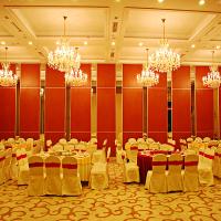 China Aluminum Frame Folding Movable Restaurant Partition Wall On Wheels for sale
