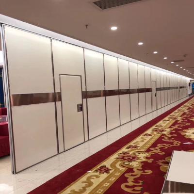 China Soundproof Movable Partition Wall 85mm Thick MDF Sliding Wooden Door for Banquet Hall for sale