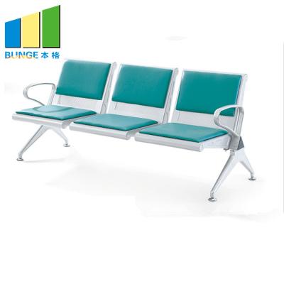 China 3-Seater Stainless Steel Waiting Chair 1800×670×780mm with PU Leather for Hospital Office Public Areas for sale