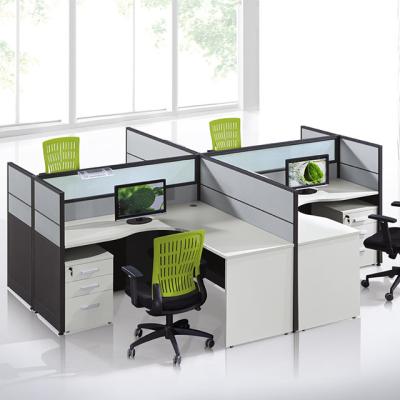 China Customized 4-Person Call Center Workstation Desk 1400mm x 1400mm with Modular Partitions for sale