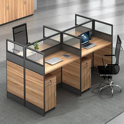 China 1200mm Height Sound Proof Office Partition Workstations with Front Screen and Side Cabinets for sale