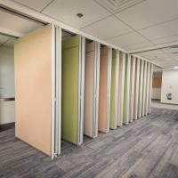 China Soundproof Decorative Wooden Folding Partition Walls For School / Restaurant for sale