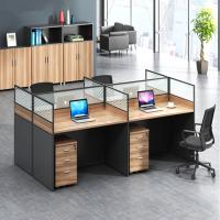 China 4-Person Wooden Office Workstation Desk 2400x1200x750mm with Melamine Surface and Aluminum Frame for sale