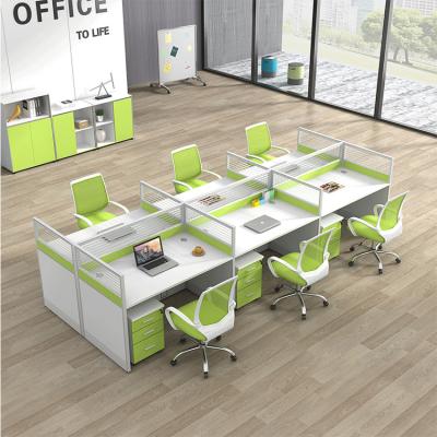 China Modular Cubicle Office Workstation for 4 Clerk 25mm MFC Table with Aluminum Frame Partition for sale