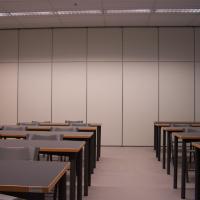 China Fireproof Wood Sound Absorption Folding Partition Walls 65-100mm Thickness Up to 13m Height for sale