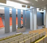 China Demountable Acoustic Partition Wall 85mm Removable Sliding Wooden Panels Operable Wall for sale