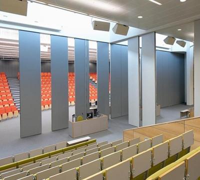 China Demountable Acoustic Partition Wall 85mm Removable Sliding Wooden Panels Operable Wall for sale