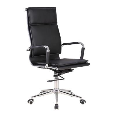 China Swivel Black Leather Ergonomic Office Chair with 89×43×59cm Dimensions and 100mm Gas Lift for sale
