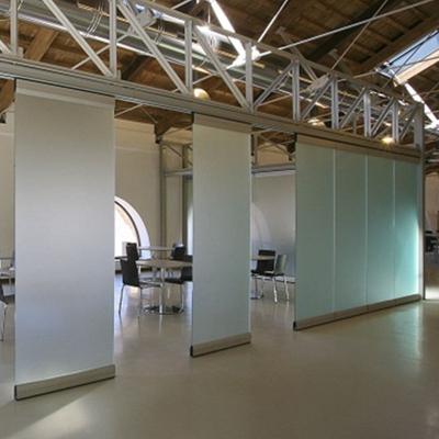 China Frameless Glass Movable Partition Wall Top Hung Sliding System 12mm Tempered Glass 3000mm Height for sale