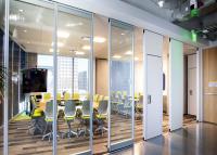 China Interior Folding Partition Walls Collapsible Aluminum Frame Glass Divider for sale