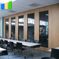 China Glass Wood Sliding Partition Walls Room Divider 65mm 85mm 100mm Aluminum Frame for sale