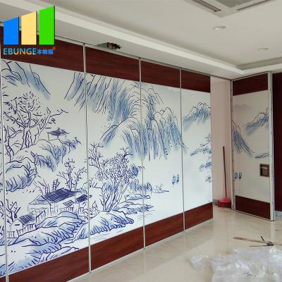 China Restaurant Sliding Soundproof Partition Wall 65mm 100mm Leather Finish for sale