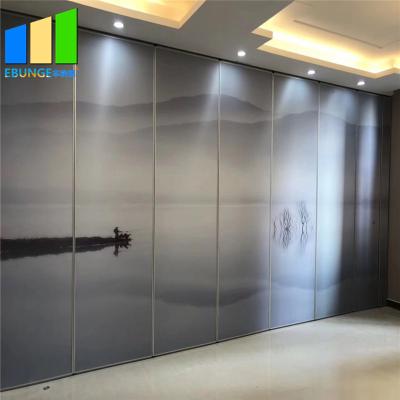 China 65mm Thick Aluminum Frame Wood Folding Partition Wall Room Divider Up to 4000mm Height for sale