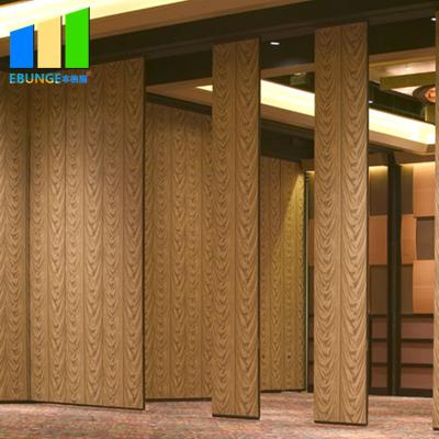 China Wooden 85mm Thickness Folding Partition Wall Melamine Finish Hanging System for Restaurant for sale