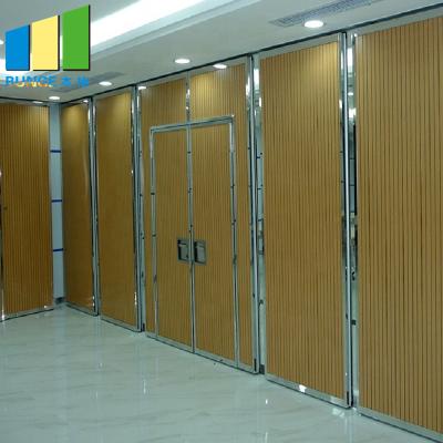 China Movable Wooden Acoustic Folding Sliding Partition Walls 65mm 100mm Conference Room for sale
