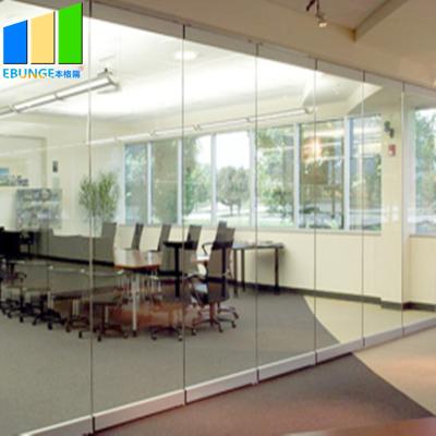 China Collapsible Movable Partition Walls 65mm 100mm Clamp Frameless Glass for Conference Center for sale