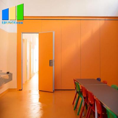 China Ebunge Operable Wood Sliding Folding Partition 65mm Thickness 4m Height Acoustic Room Divider for sale
