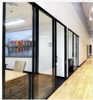 China Aluminum Frame Glass Office Partition Wall Movable Divider Screen Custom Size 45dB Soundproof for sale