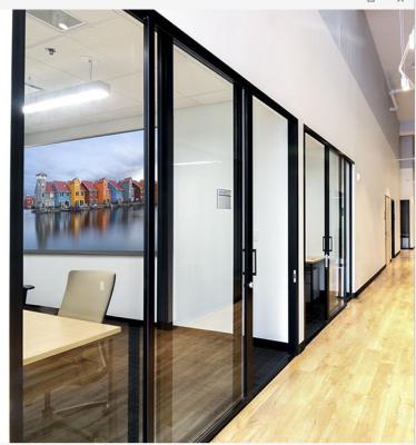 China Aluminum Frame Glass Office Partition Wall Movable Divider Screen Custom Size 45dB Soundproof for sale