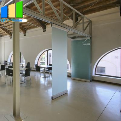 China Movable Glass Partition Wall 3m Height Sliding Frameless Folding Door 65mm Panel for sale