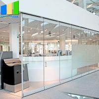 China Modern Style Sliding Partition Walls Movable Frameless Folding Glass Doors for sale