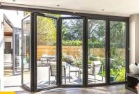China EBUNGE Double Glazed Tempered Glass Folding Doors 80mm Panel 3000mm Height for Commercial Use for sale
