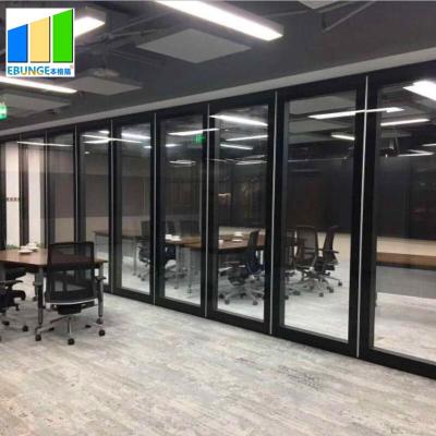 China Ebunge Double Glass Movable Partition Soundproof Sliding Wall 80mm Thick for sale