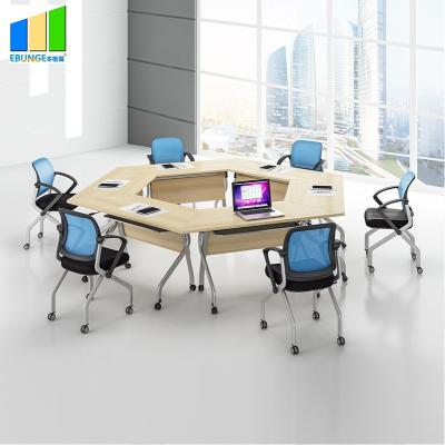 China Ebunge Wooden Stackable Conference Folding Tables 1200-1800mm x 400-600mm x 750mm with 2.5