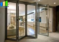 China Soundproof Sliding Exterior Commercial Glass Folding Door 5mm Tempered 1.6mm Aluminum for sale