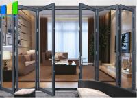 China Soundproof Bifold Doors Tempered Glass Aluminum Folding Doors 1.4mm Profile Double Glazing 5+12A+5 for sale