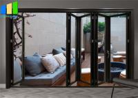 China Exterior Accordion Patio Black Aluminum Frame Glass Bifold Doors 1.2mm 3.0mm Wall Thickness for sale