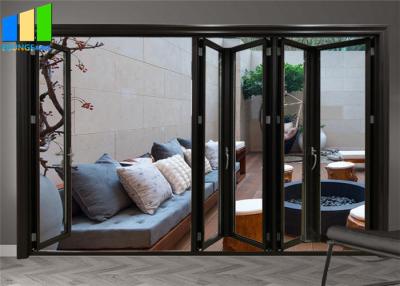 China Exterior Accordion Patio Black Aluminum Frame Glass Bifold Doors 1.2mm 3.0mm Wall Thickness for sale
