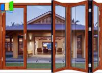 China Aluminum Double Tempered Glass Patio Folding Door 1.4mm Frame 5.0mm Glass Windproof for sale