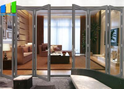China Aluminum Frame Glass Bifold Door 1.4mm Profile 5mm Tempered Glass Folding Balcony Door for sale