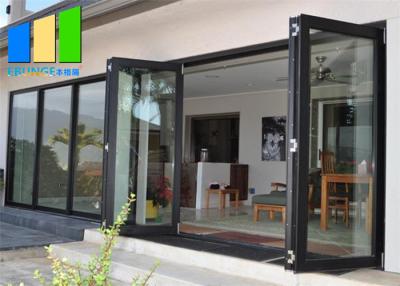 China 2.0mm Aluminum Folding Door Double Tempered Glass Accordion Door for Veranda 500-1000mm Panel Width for sale