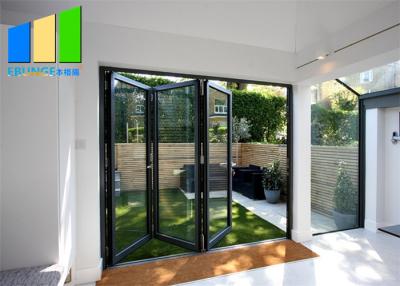 China Custom Waterproof Aluminum Sliding Bi Folding Glass Patio Door 2.0mm Profile 5mm+27A+5mm Glass for sale